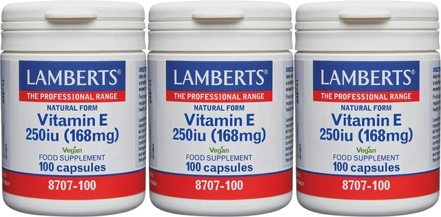 LAMBERTS NATURAL VITAMIN E 250 i.u. 100 Capsules X 3 £41.99 - PicClick UK
